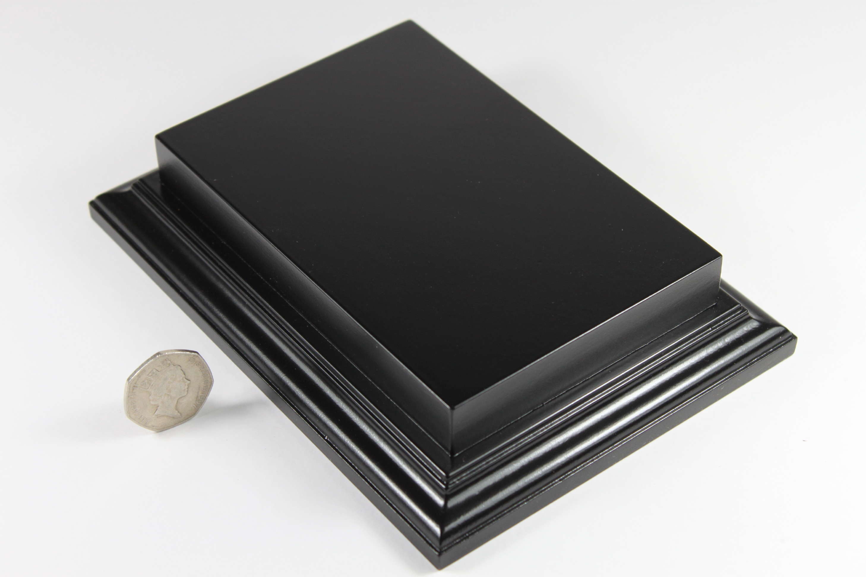 Raised Top rectangular Base in Satin Black 100mm x 150mm